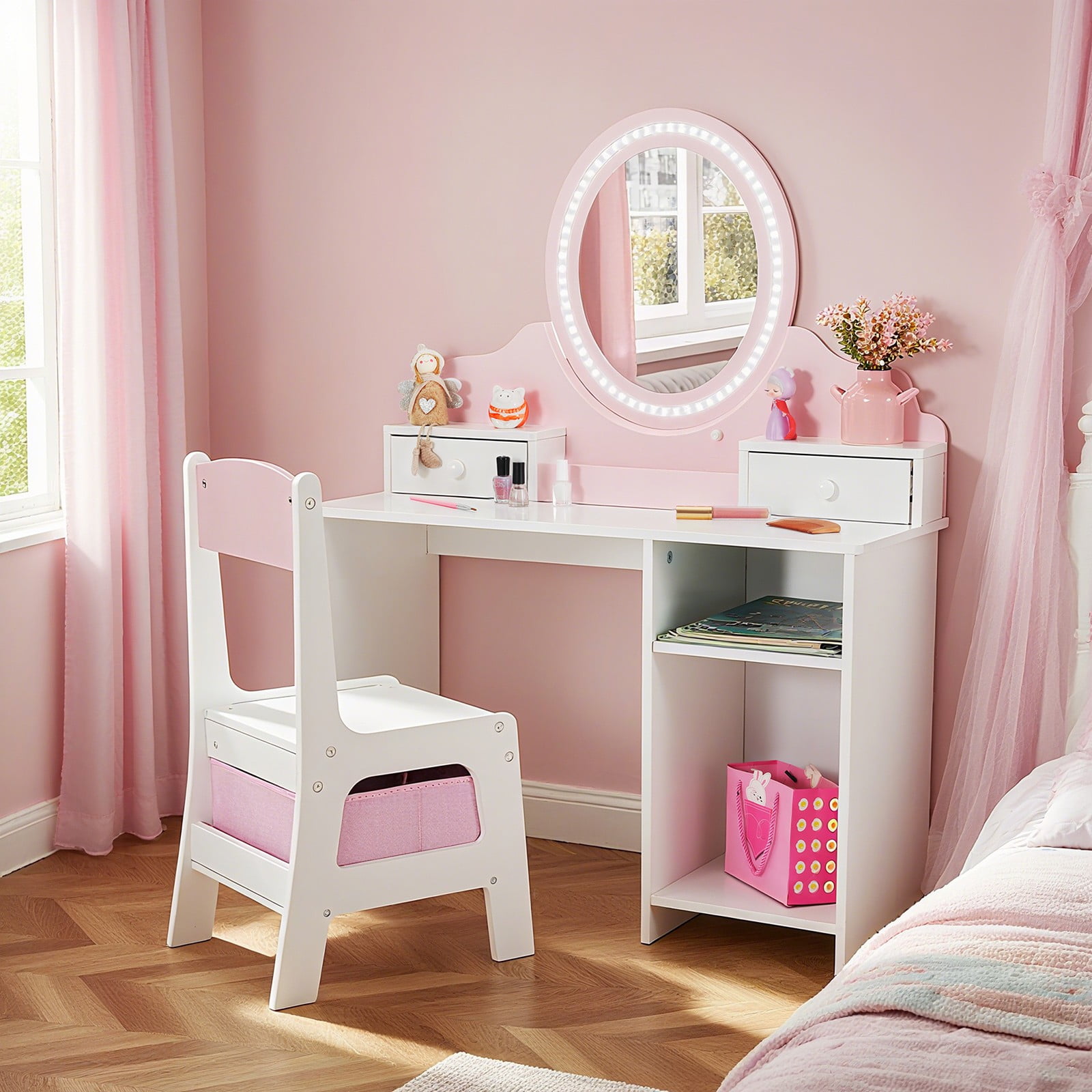 Click here for Joyldias Kids Pink Makeup Vanity Dressing Table An... prices