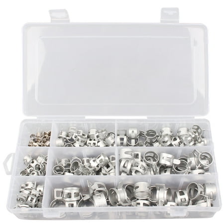 160Pcs Metal Hose Clamp Elastic Hoops Hole Rings Spring Clips Water ...