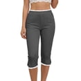 Xdegoge Women's Capri Length Lounge Pants Elastic Waist Cotton Crop ...
