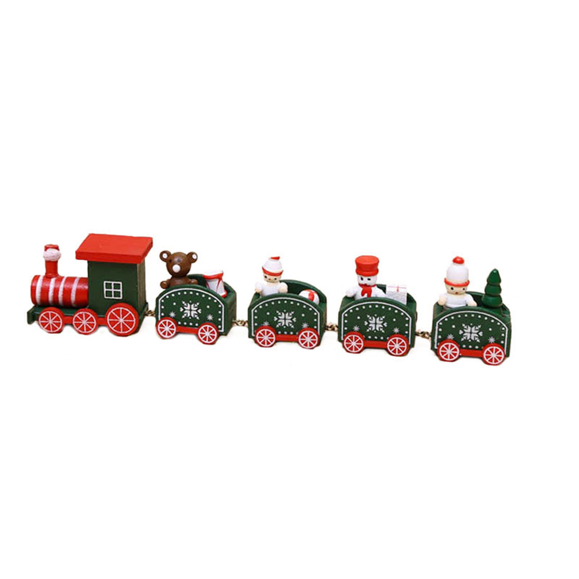 COUTEXYI Christmas Wooden Train, Bear Snowman Decor Ornament Kid Toys ...