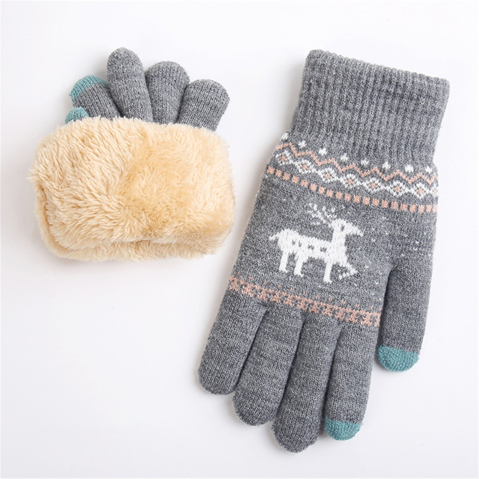 Click here for Cuekondy Winter Fawn Gloves Womens Knitted Plus Ve... prices