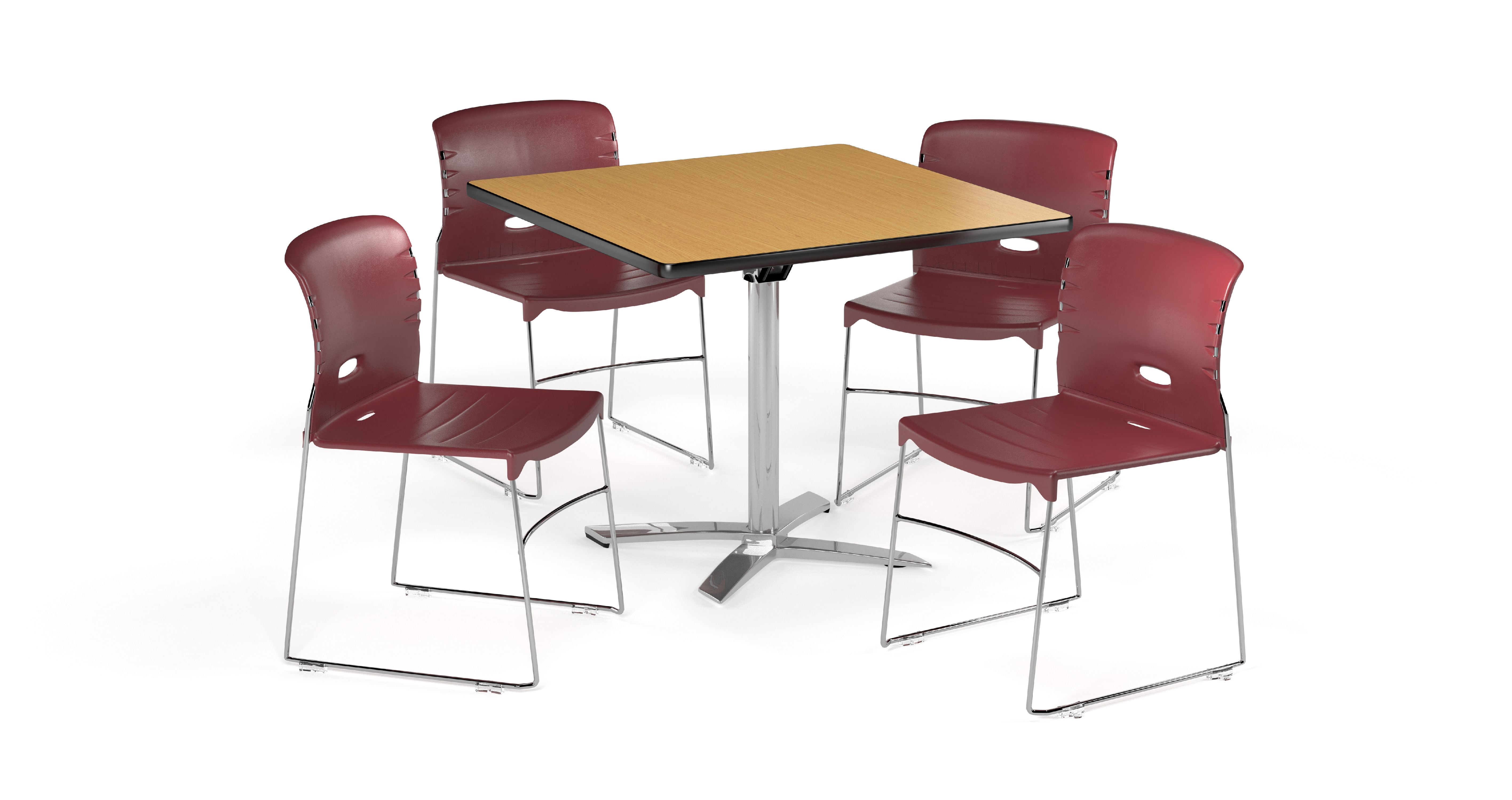 OFM Multi-Use Break Room Package, 42" Square Flip-Top Table with ...