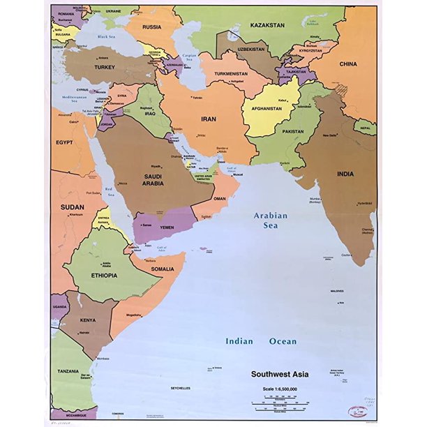 Iconic Arts Laminated 24x30 Poster: Large Scale Political map of ...