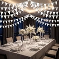 3P Silver White Party Decorations - Metallic Fabric Triangle Pennant ...