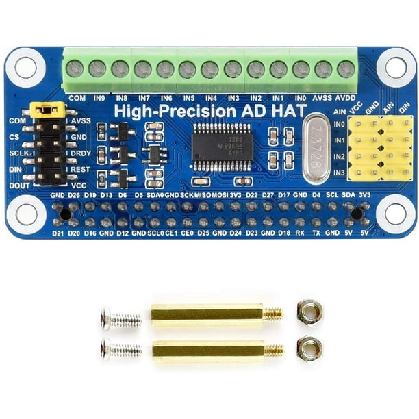 Waveshare High-Precision AD HAT for Raspberry Pi with ADS1263 10-Ch 32 ...