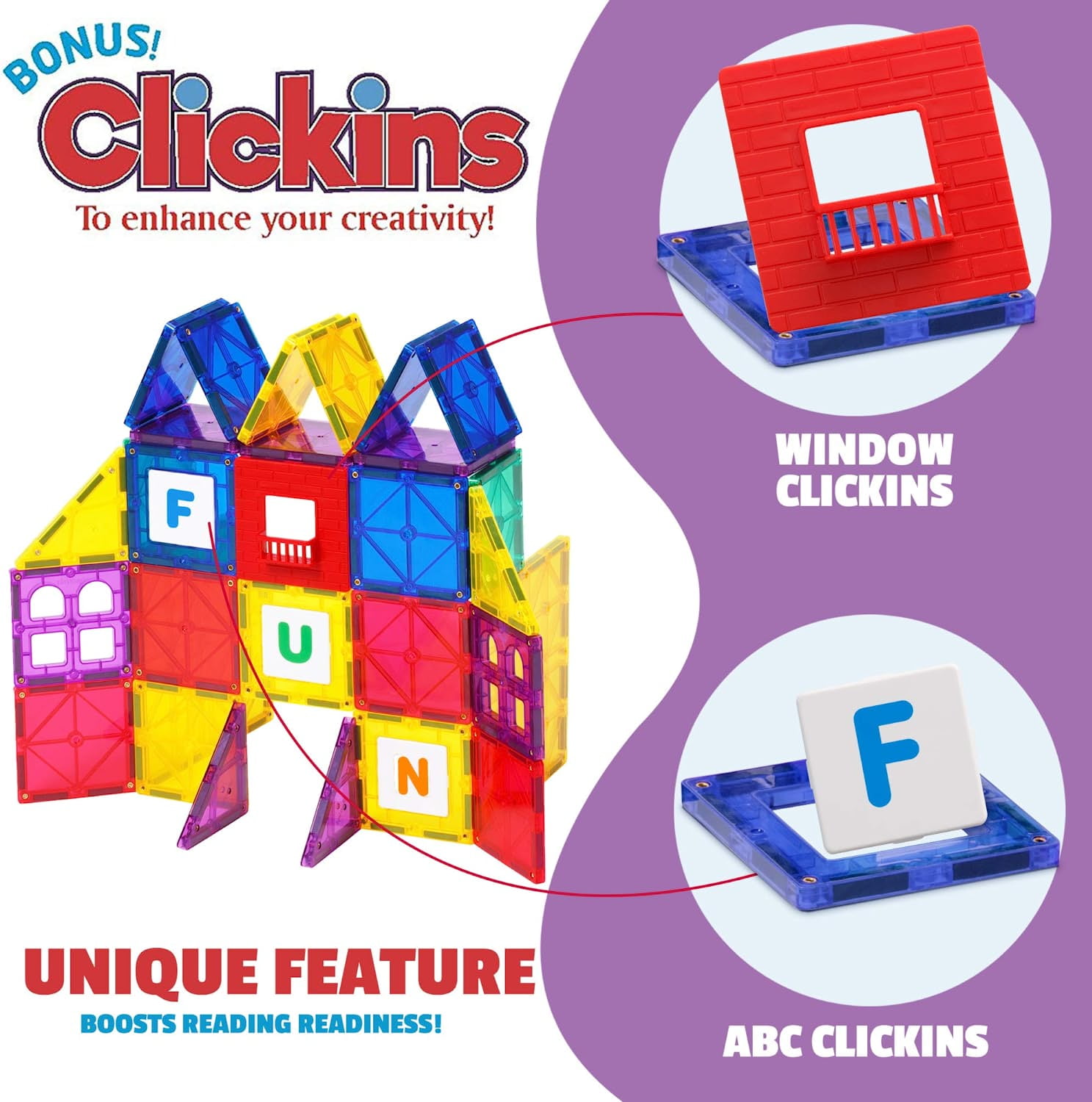 Buy Playmags 100-Piece Magnetic Tiles Building Blocks Set, 3D Magnet Tiles for Kids Boys Girls ...