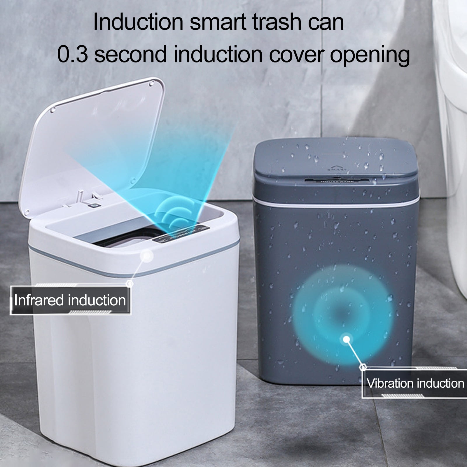 Anvazise 12/14/16L Smart Trash Can 3 Modes Infrared Sensing Built-in ...