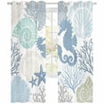 Blue Ocean Seahorse Sheer Curtains 84 Inch Long 2 Panels, Nautical Sea ...