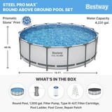 "Bestway Steel Pro MAX Framed Metal 15' x 48"" Round Above Ground Pool ...