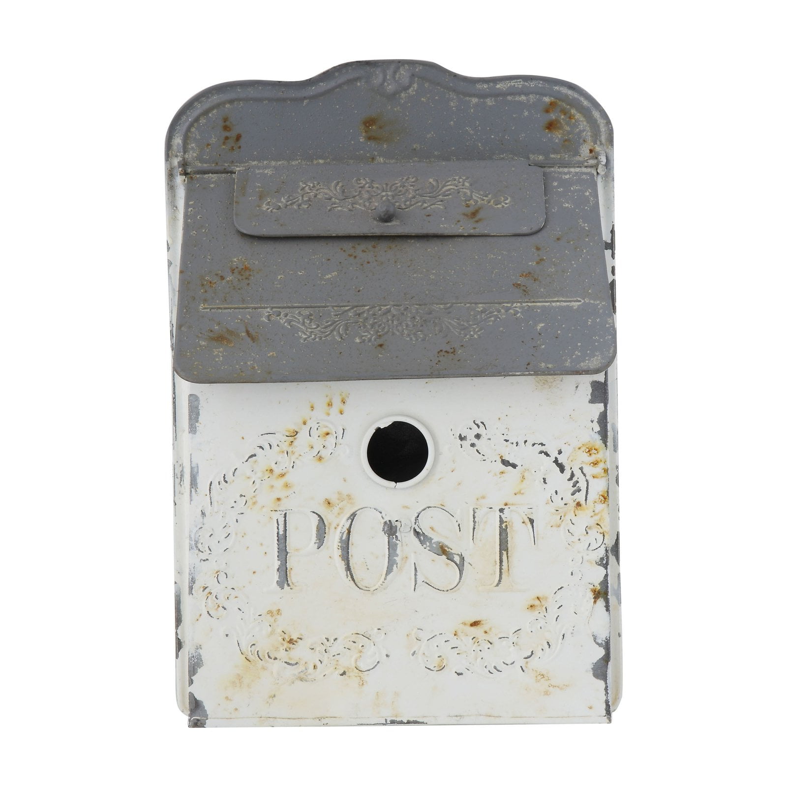 3R Studios White and Gray Embossed Tin Post Box - Walmart.com