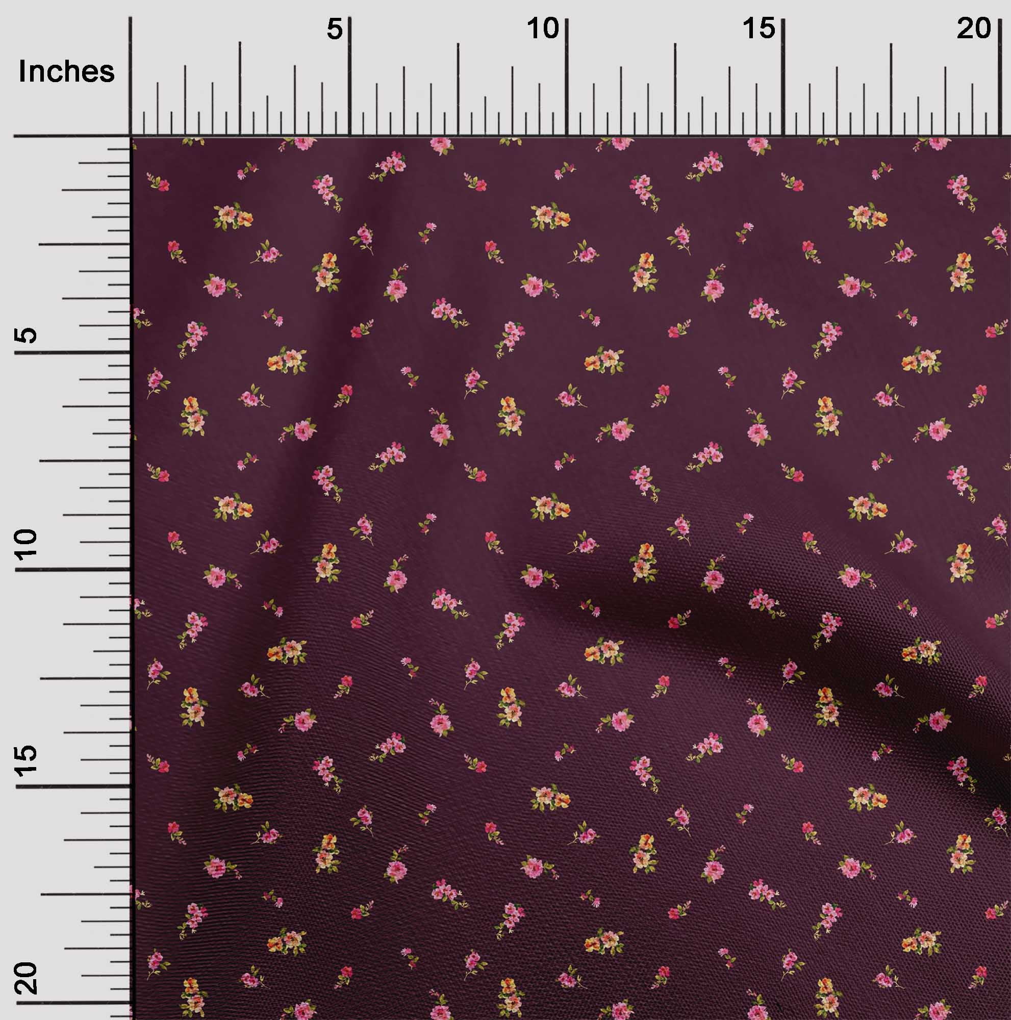 oneOone Silk Tabby Fabric Leaves & Flower Floral Print Fabric by The ...