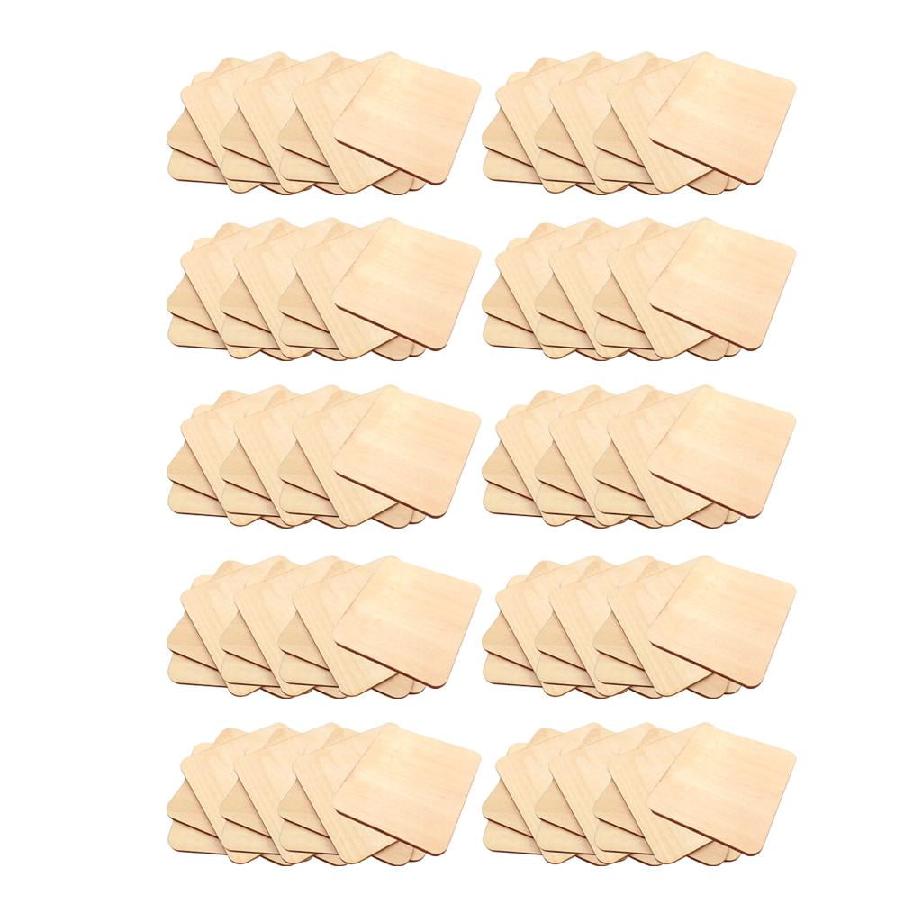 Pack Of 100 Wood Squares Unfinished Wood Pieces Round Corner Square ...