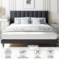 PAPROOS Queen Upholstered Platform Bed Frame, Dark Gray, Rivet Decor ...