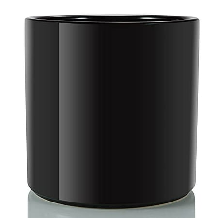 FOPAMTRI 10 Inch Glossy Black Ceramic Planter Sleek Plant Pot for ...