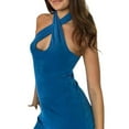 Coduop Women Criss Cross Halter Neck Dress Backless Hollow Out Bodycon