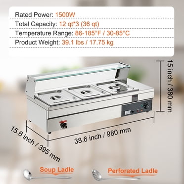 INTBUYING 4-Pan Food Warmer Commercial Buffet Food Warmer Stainless ...