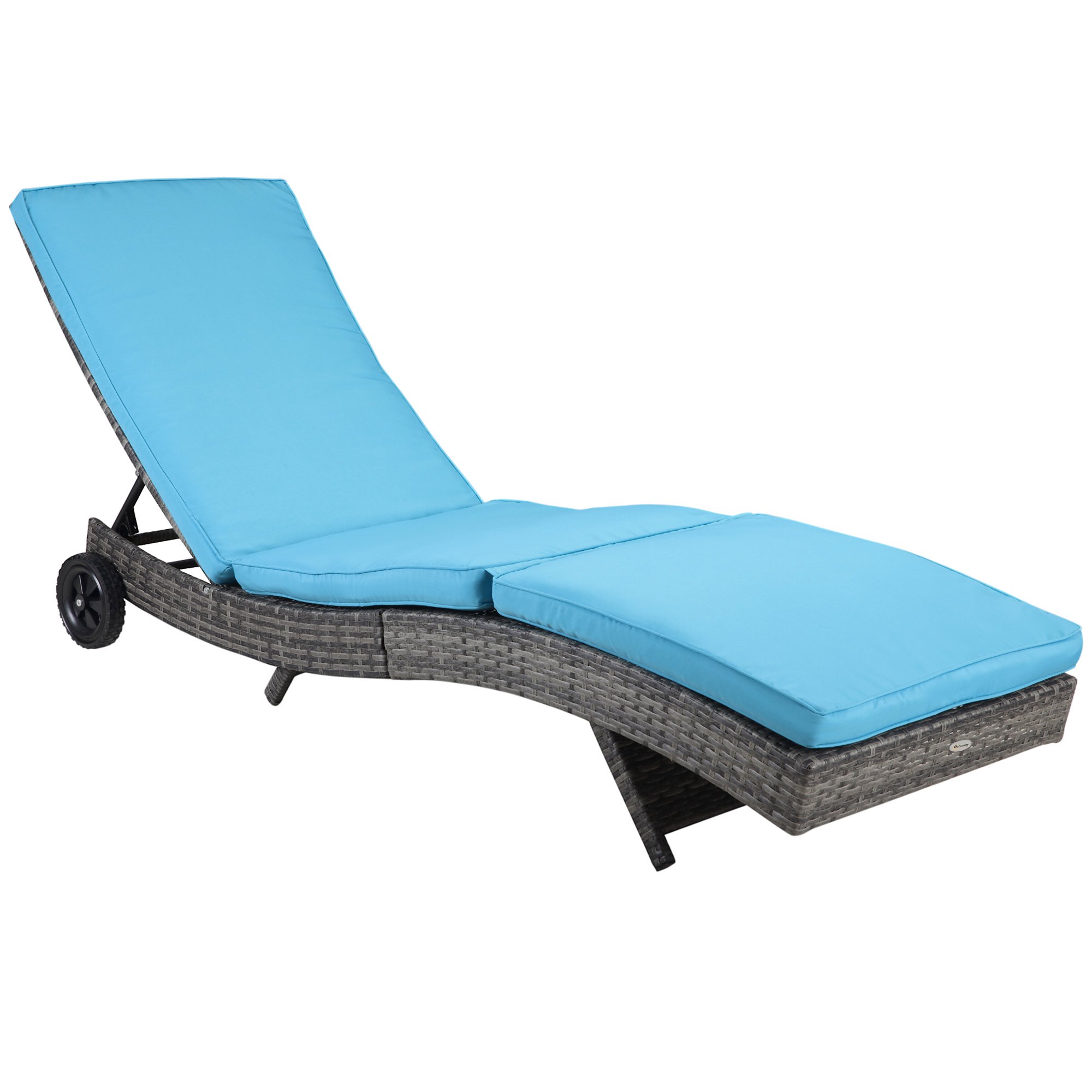 Click here for Outsunny Wicker Chaise Lounge With Cushion Wheels... prices