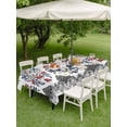 Black Bohemian Flower Rectangle Outdoor Tablecloth with Umbrella Hole ...