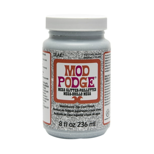 Mod Podge Mega Glitter Top Coat Finish, Silver, 8 fl oz - Walmart.com