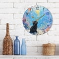 10" Artistic Round Wall Decorative Desk Clock Black Cat and Jellyfish ...