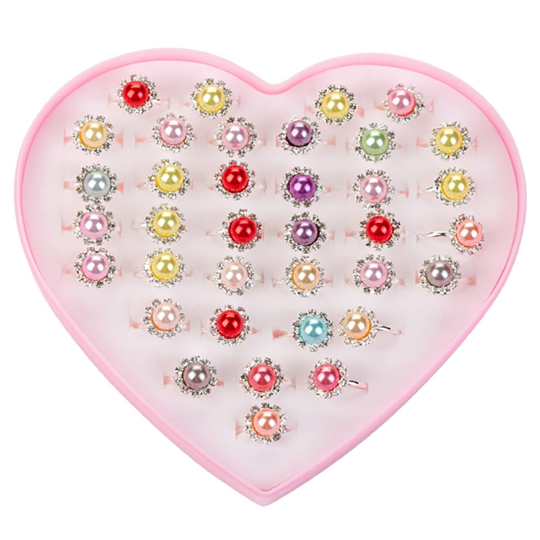 Click here for Nobrand 36pcs Kids Ring Set Rhinestone Fake Pearl... prices