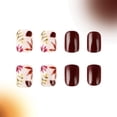JUNXIAO-Square Press on Nails Short Fake Nails with Fall Leaf Design ...