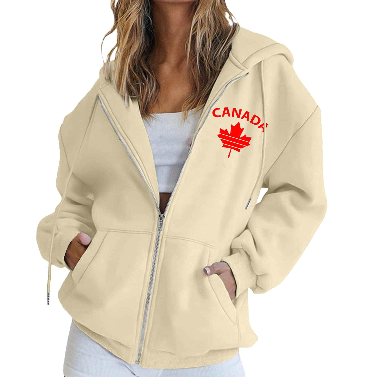 Click here for Dndif Womens Canada Maple Leaf Print Hooded Sweats... prices