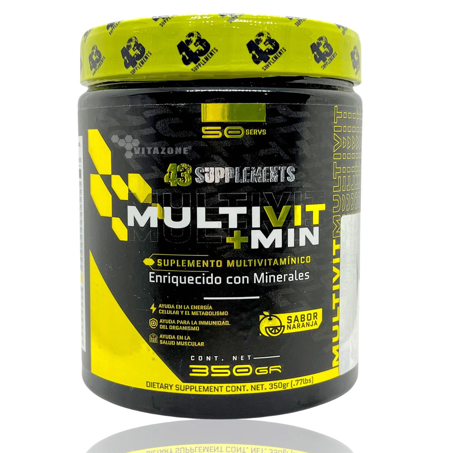 MultivitaMin 43 Supplements Sabor Naranja 350 gr 50 serv | Bodega ...