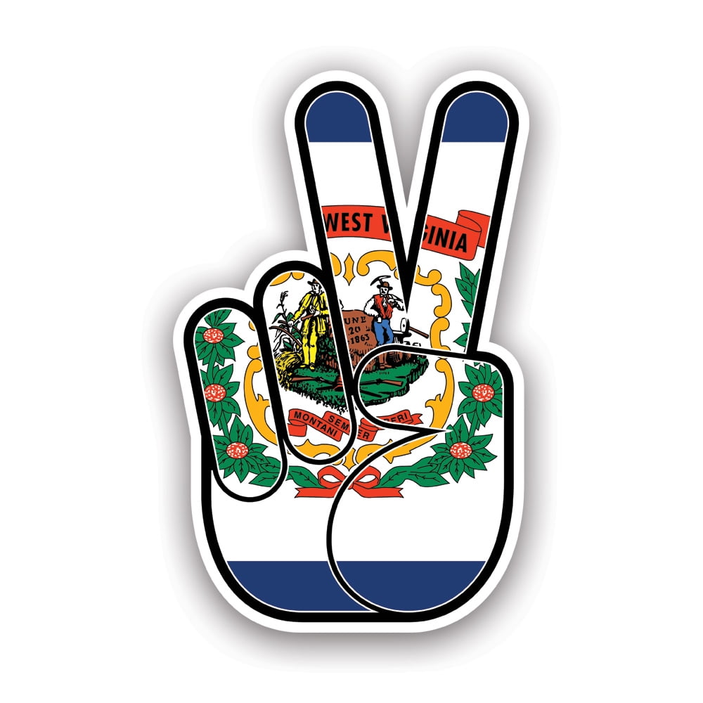 West Virginia State Shaped Peace Sign Sticker Decal - Self Adhesive ...