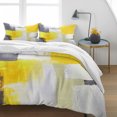 4 Piece Duvet Cover Set Twin, Yellow Gradient Color Block Graffiti Art ...