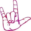5" x 5" Pink And Purple ASL I Love You Sign Language Bumper Sticker ...