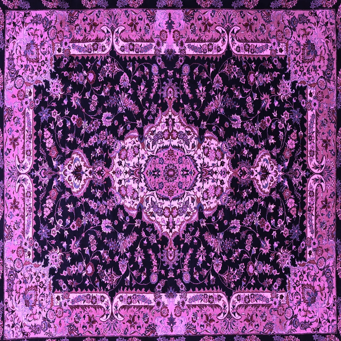 Ahgly Company Indoor Square Medallion Purple Traditional Area Rugs, 6 ...