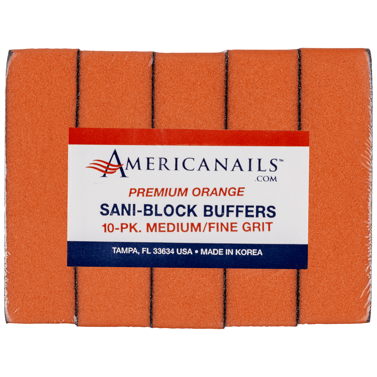 Americanails Premium Orange Sani-Block Buffers, Medium/Fine Grit, 10ct ...