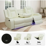 Multifunction Power Air Leather Recliner Sofa with LED Lights, Living ...