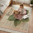 Bedroom Rug Carpet 3'x 5', Pink Vintage Floral Washable Floor Carpet ...
