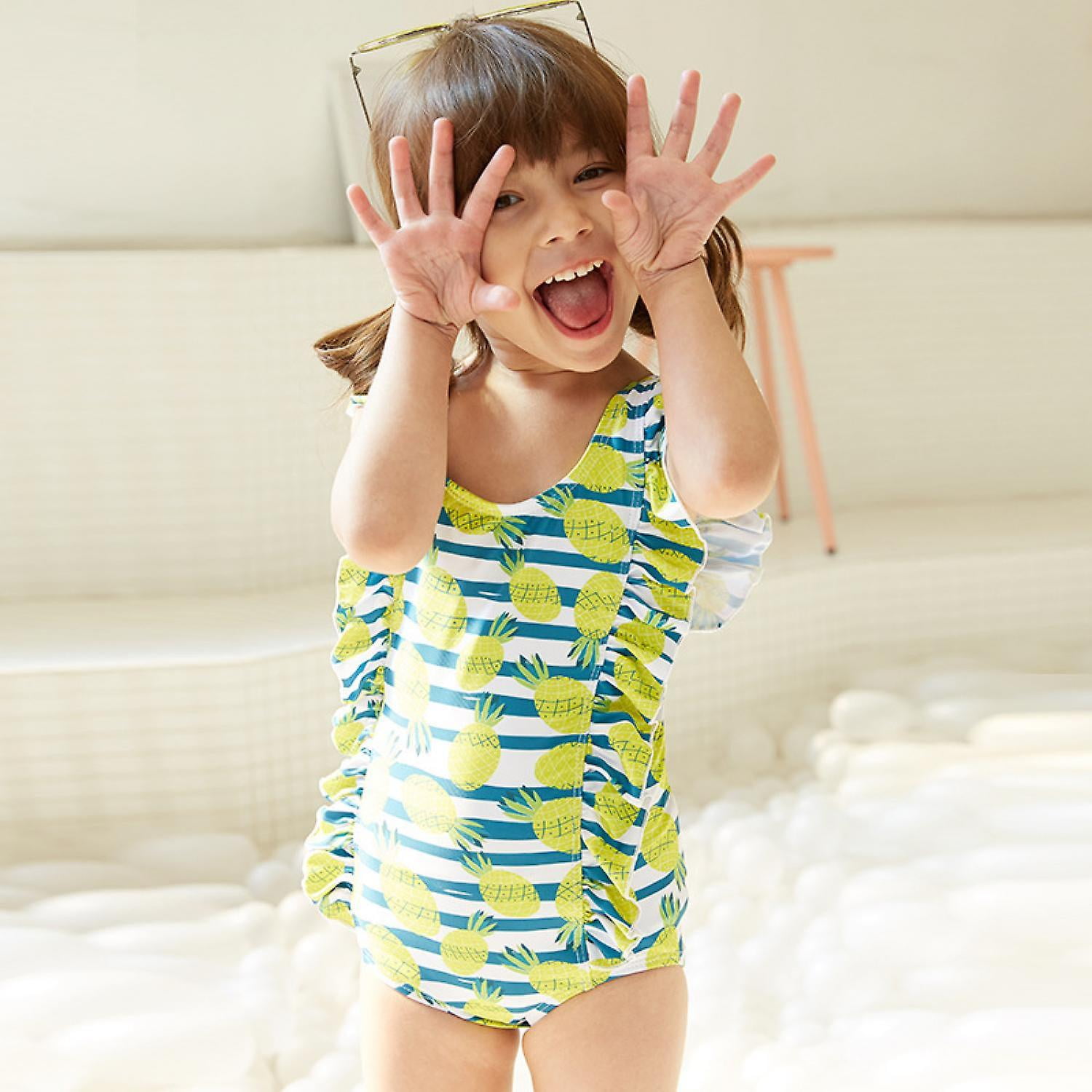 Baby Girls Swimsuit One-piece Plaid Swimwear Beach Bikini Leopard ...