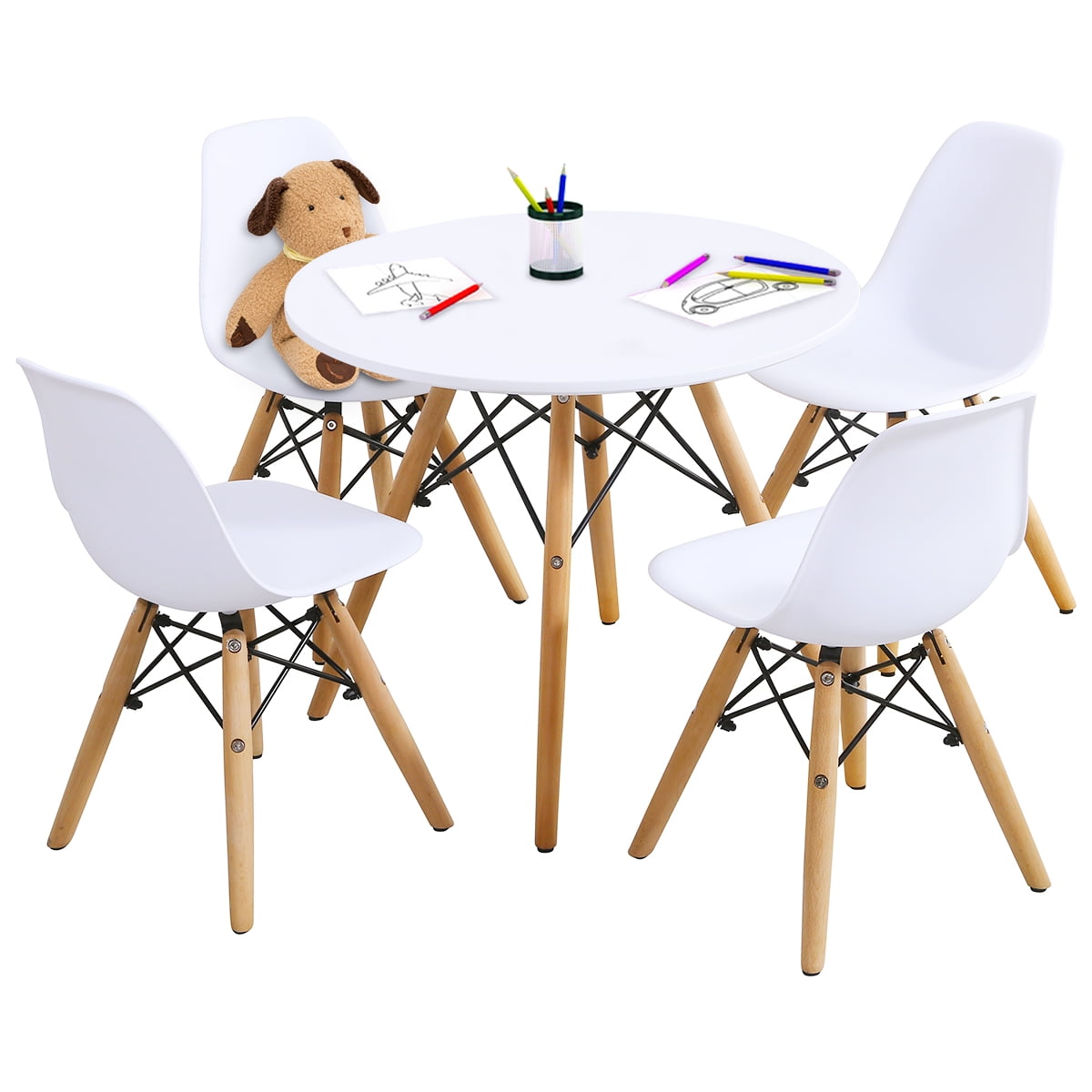 Click here for Patiojoy Children Table & 4 Chairs Set Solid Const... prices