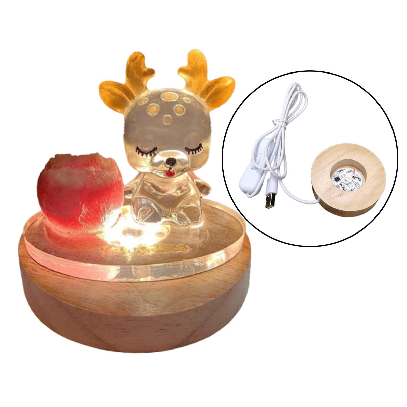 LED Lamp Base, 70mm Wooden Lights Display Powered Lamp Base Stand for ...