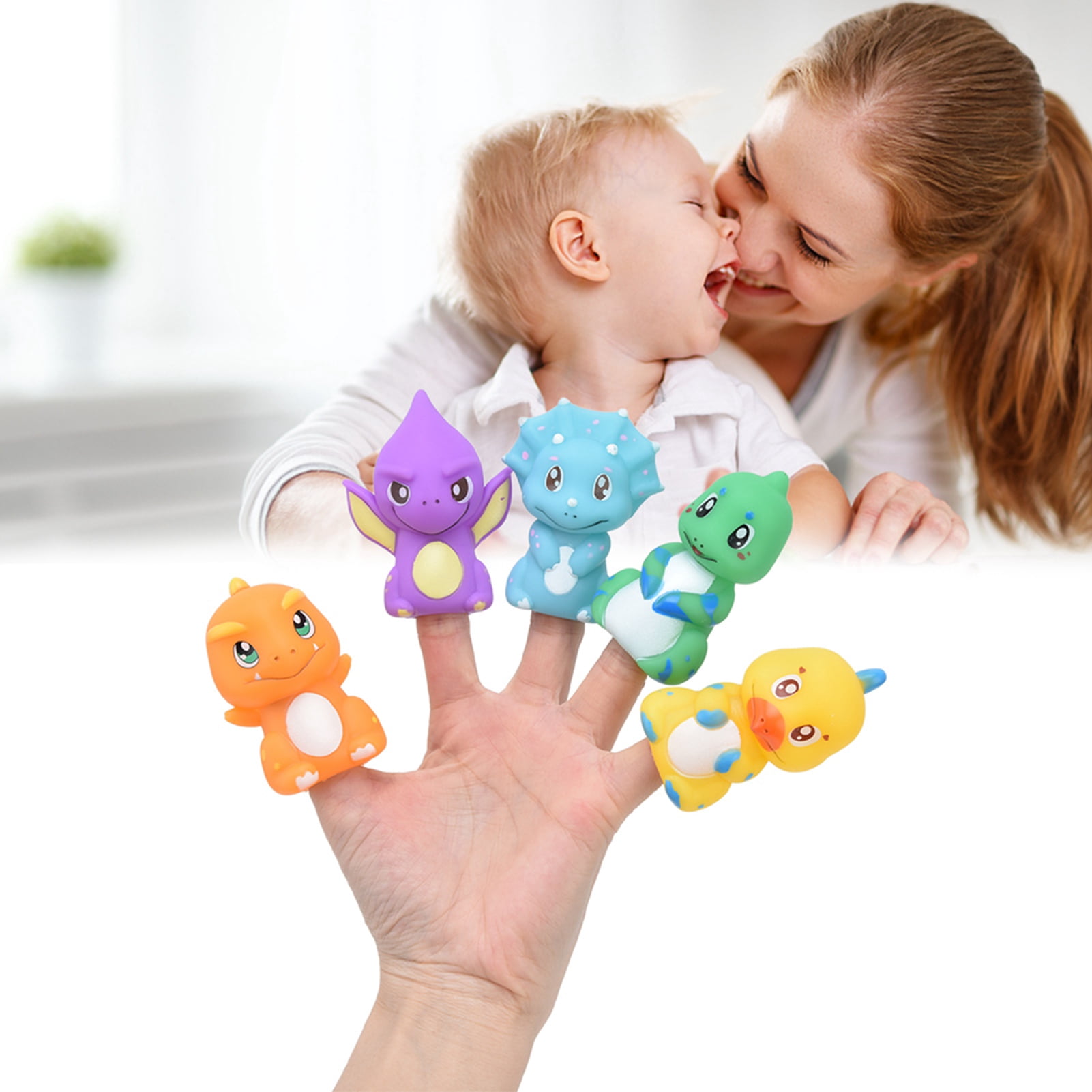 Karlge 5pcs Animal Finger Puppet Toy Vinyl Different Color Dinosaur ...