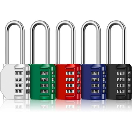 licenbar 5 Pieces 4 Digit Combination Locks Combo Locks Long Number ...