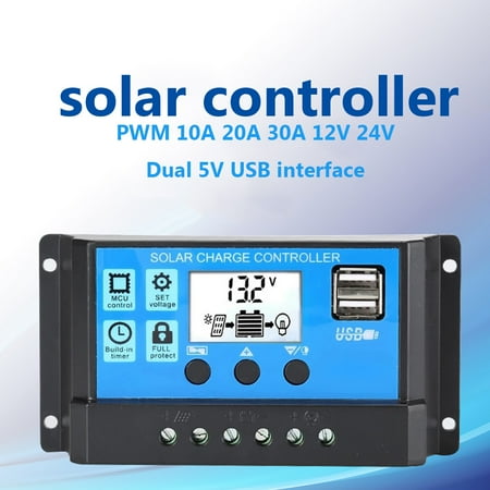 Clairlio 10A/20A/30A/40A/50A/60A/100A Solar Panel Charge Controller 12V 24V PWM Dual USB ...