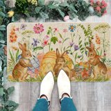 SDJMa Easter Bunny Eggs Farmhouse Kitchen Rugs Spring Rabbits Flowers ...