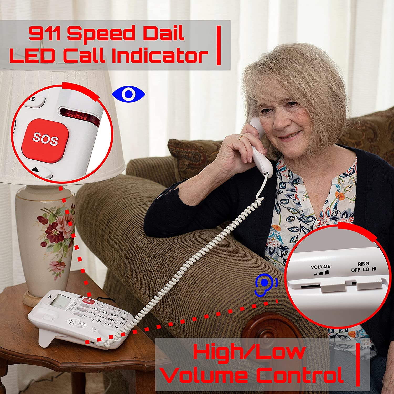 Buy Tyler Big Button Phone For Seniors Landline Phone - Loud Ringer For ...