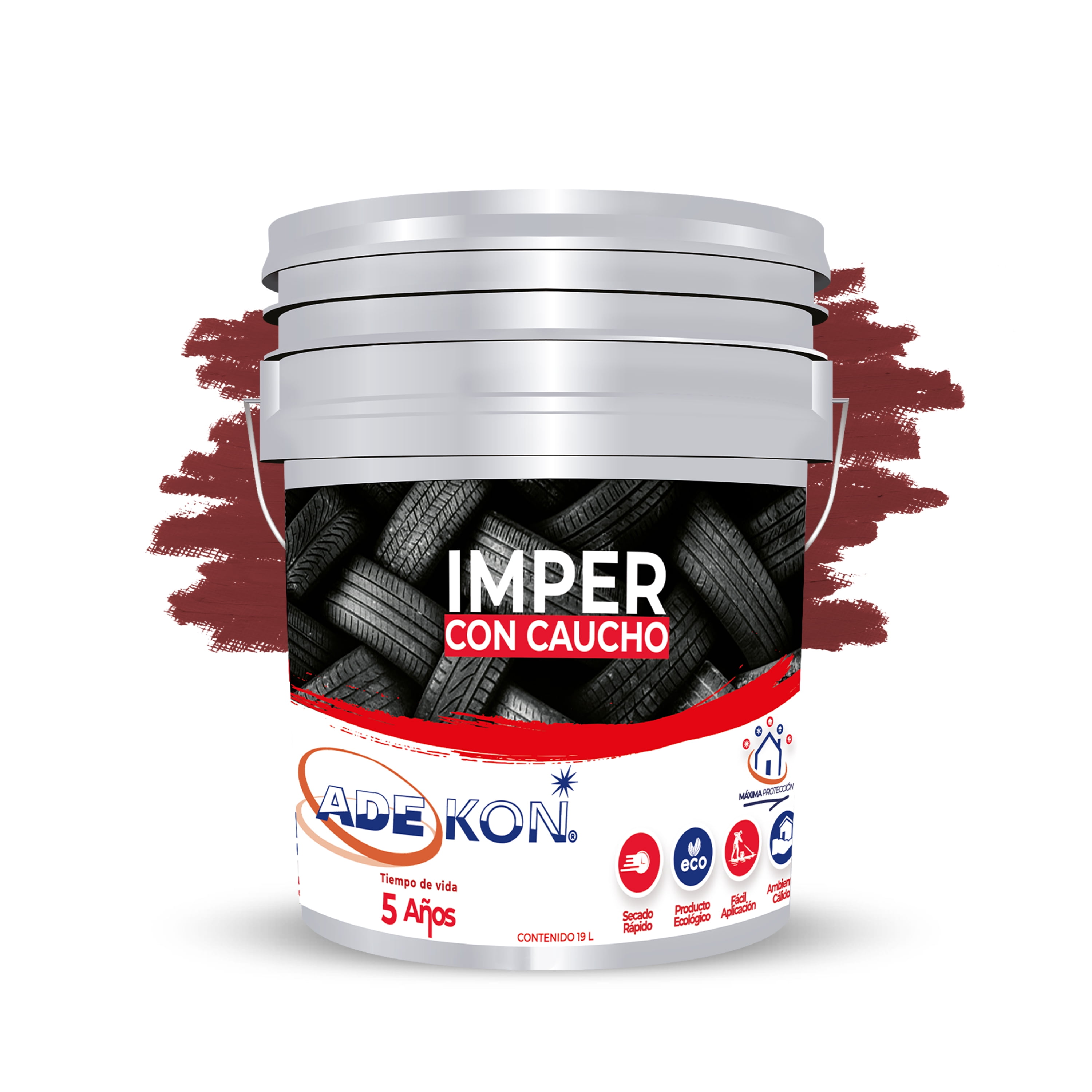 Impermeabilizante con Caucho 19L Color Terracota ADEKON Duración 5 Años ...