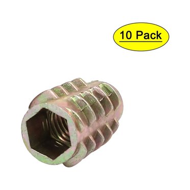 M6x25mm Hex Socket Threaded Insert Nuts Bronze Tone 20Pcs for Wood ...