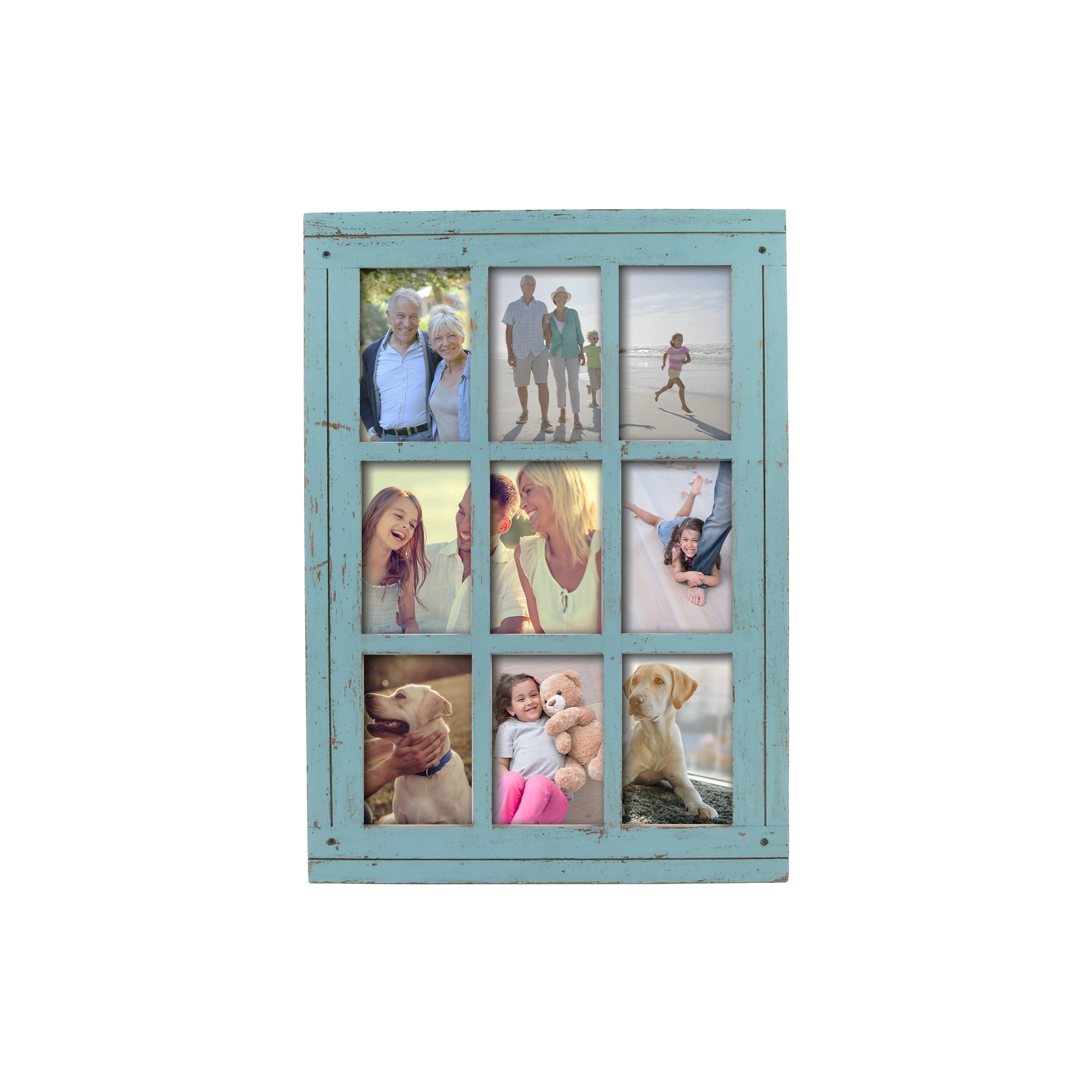 Prinz Homestead Antique Blue 9-Opening Collage Picture Frame, for 4x6 ...
