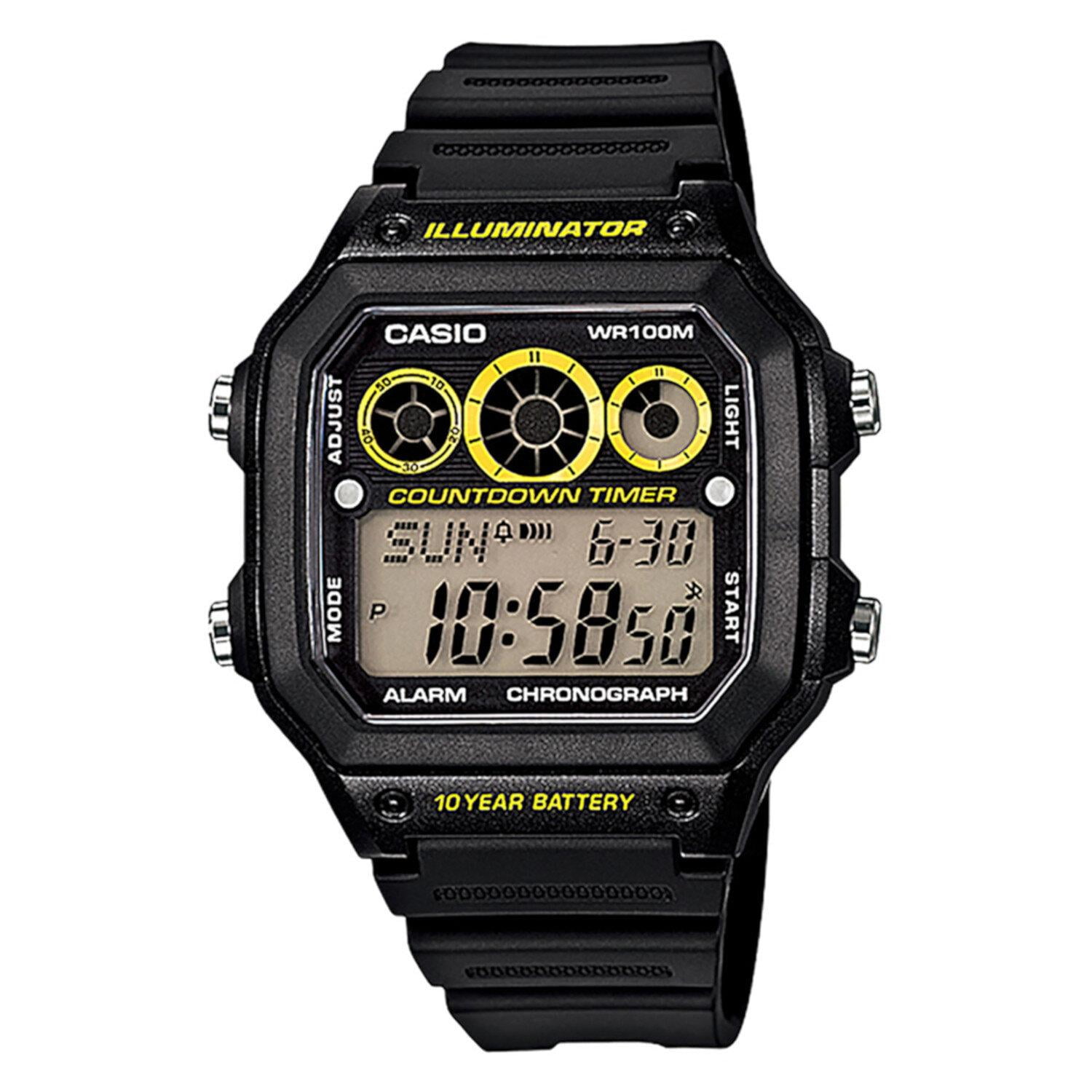 Reloj CASIO AE-1300WH-1AVCF ILLUMINATOR COUNTDOWN TIMER-Negro negro 45 ...
