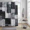 Black Grey Patchwork Shower Curtain for Bathroom, Modern Abstract Black ...