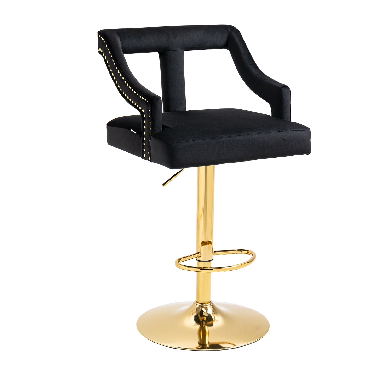 Kitchen High Bar Chairs with Rivets Detailing Polyester Velvet Bar ...