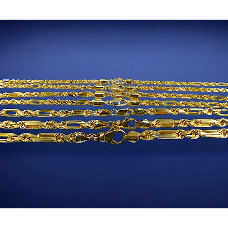 14K Yellow Gold Solid Milano Figaro Rope Chain Necklace Diamond Cut Real Men Women Jewelry 39.90g 5.0mm 22 Inches Made in Italy Adult Unisex